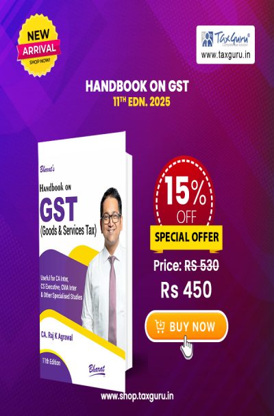 Handbook on GST book at 15% discount with free shipping