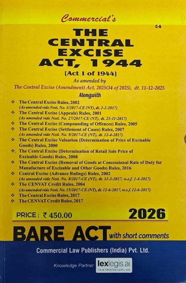 The Central Excise Act, 1944 | Edition 2026
